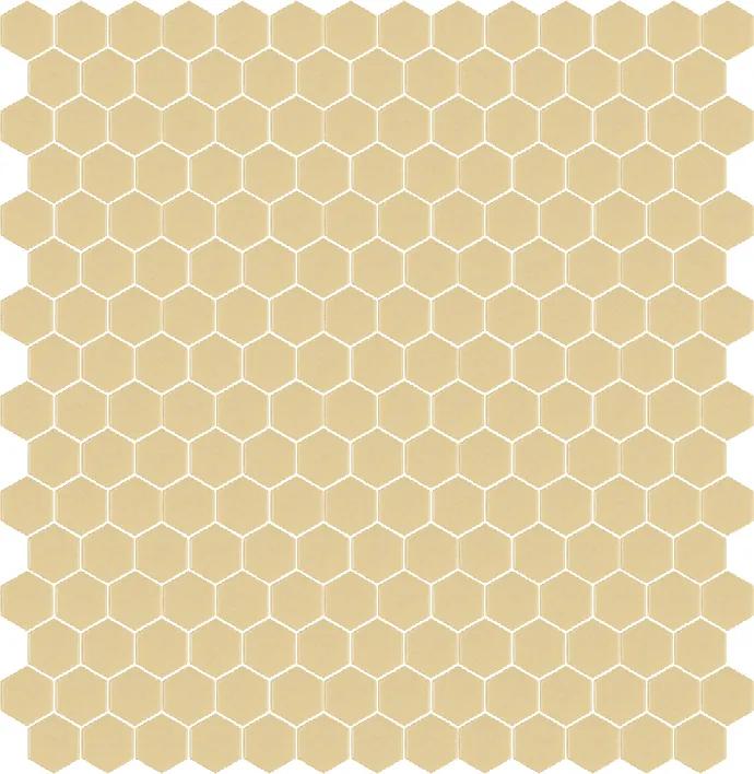 Hisbalit Obklad skleněná béžová Mozaika 173A MAT hexagony  hexagony 2,3x2,6 (33,33x33,33) cm - HEX173AMH