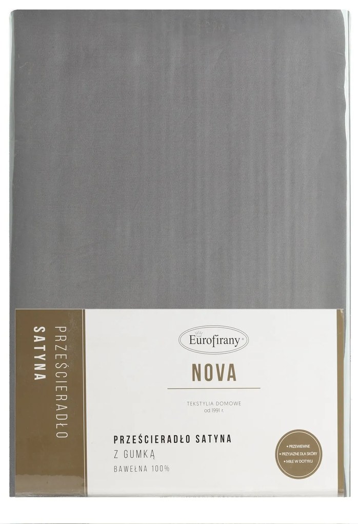 MAKOSATENOVÉ PROSTĚRADLO NOVA S GUMIČKOU 200X220 CM, VÝŠKA 30 CM ŠEDÁ