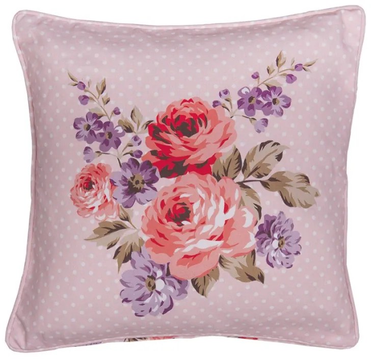 Růžový bavlněný potah na polštář s růžemi Dotty Rose
