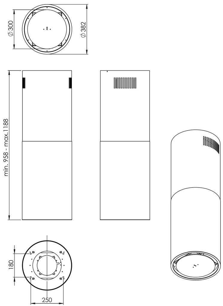 Ciarko Design Odsavač par Ciarko Design Tubus W Inox (CDW3801I)