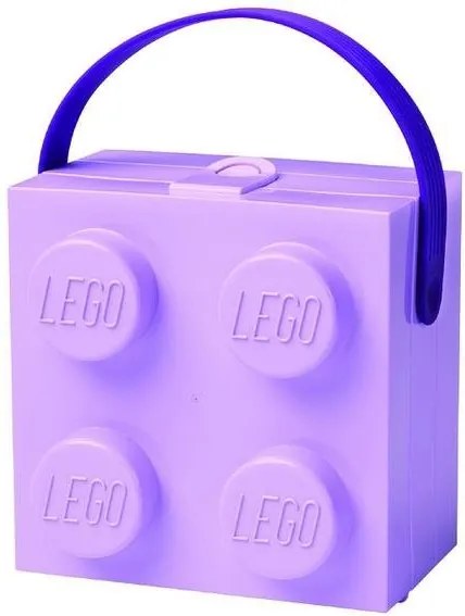 Svačinový box lego box s rukojetí - fialová