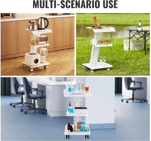 Vozík na vozíky pro zubní laboratoře Mobilní pojízdný servírovací vozík 3 vrstvy