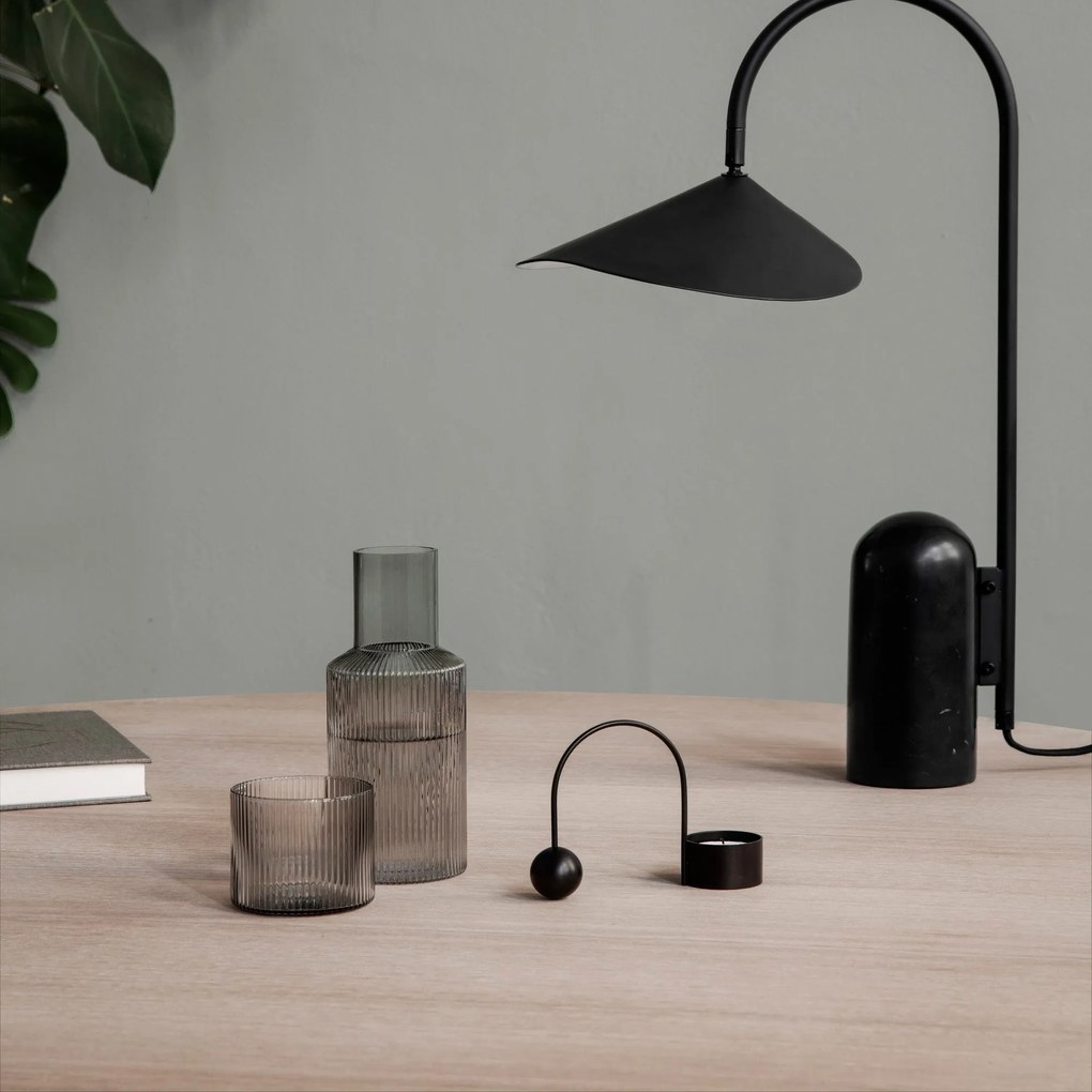 FERM LIVING Nízké skleničky Ripple, Smoked Grey, sada 4 kusů