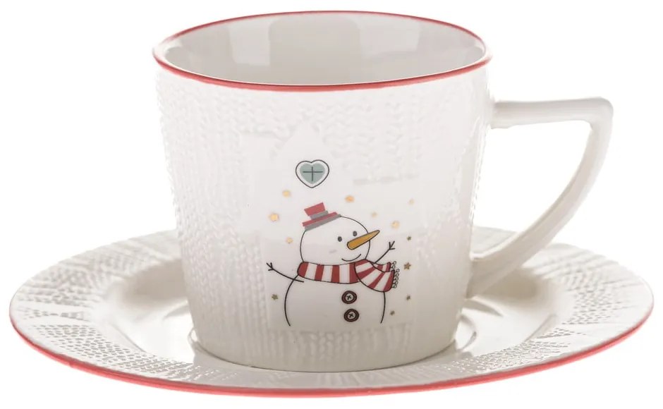 Bílý porcelánový šálek s vánočním motivem 110 ml Snowman – Dakls