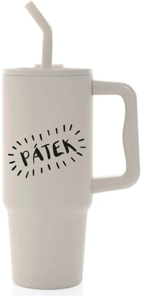 PÁTEK - béžový cestovní termohrnek 900 ml