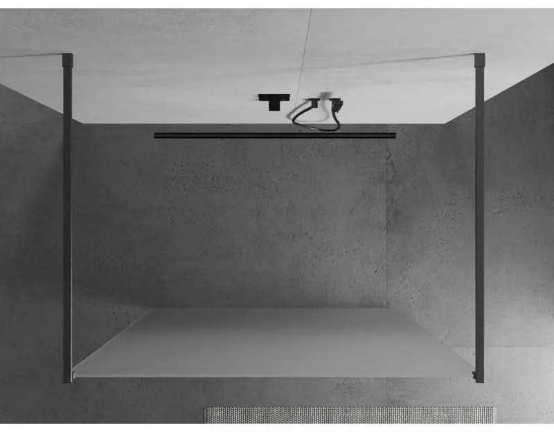 Mexen Kioto, sprchová zástěna Walk-In 140 x 200 cm, 8mm sklo námraza, grafitový profil, 800-140-002-66-30