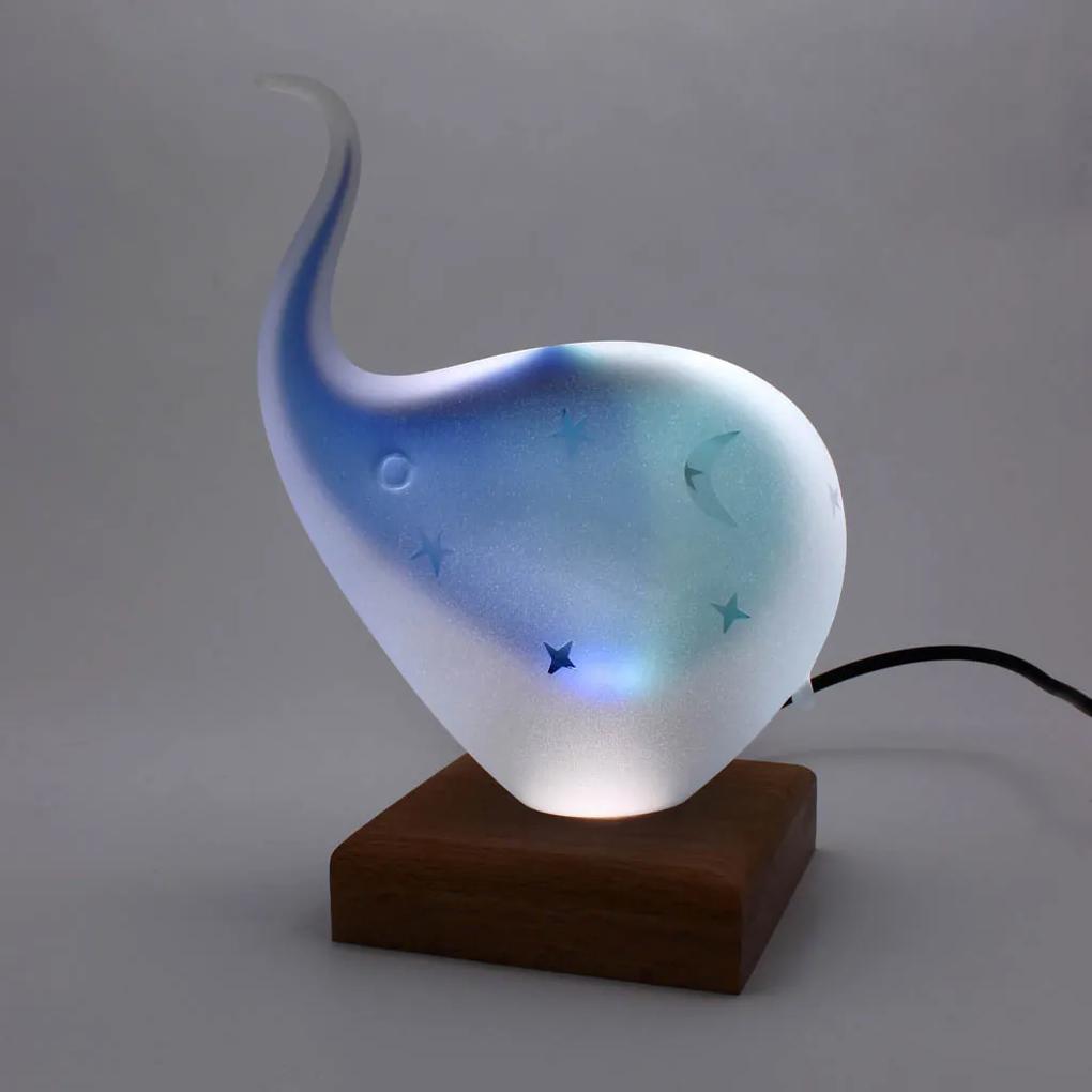 Skleněná lampa - slon, AQUA - modrá a tyrkysová, 17 cm | České sklo od Artcristal Bohemia