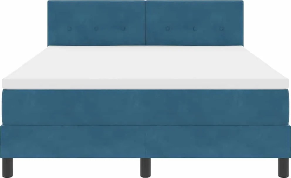 Postel s boxspringem s čelo Tmavě modrá 140 x 190 cm samet 3339174
