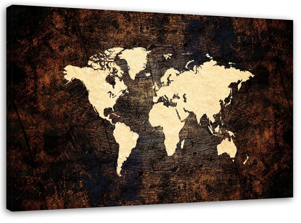 Gario Obraz na plátně Hnědá mapa světa Rozměry: 60 x 40 cm