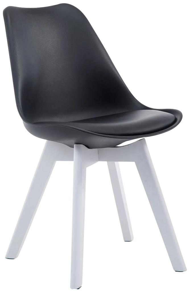Židle Borne V2 plast / koženka, dřevené nohy bílá - Černá