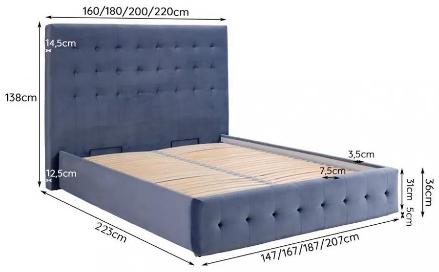 Moderní čalouněná postel PANAMA 138 180x200 cm Venus Velvet 2