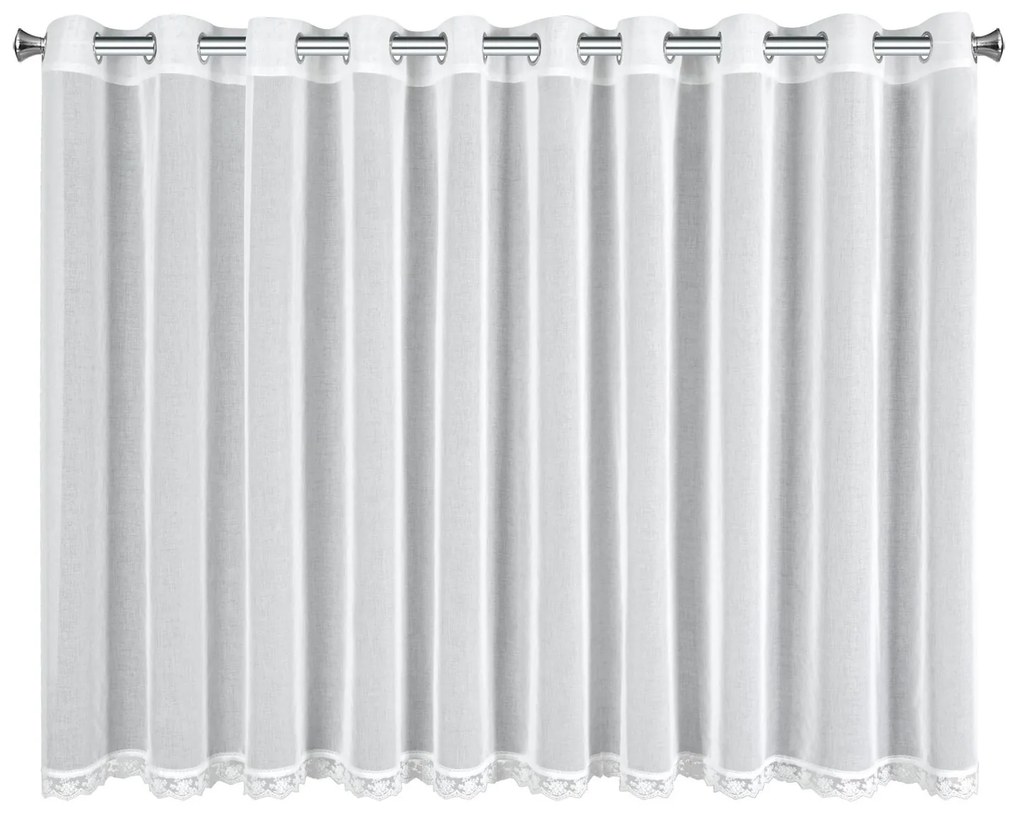 KRÁTKÁ ZÁCLONA NA KROUŽCÍCH SUZAN 350X140 CM BÍLÁ