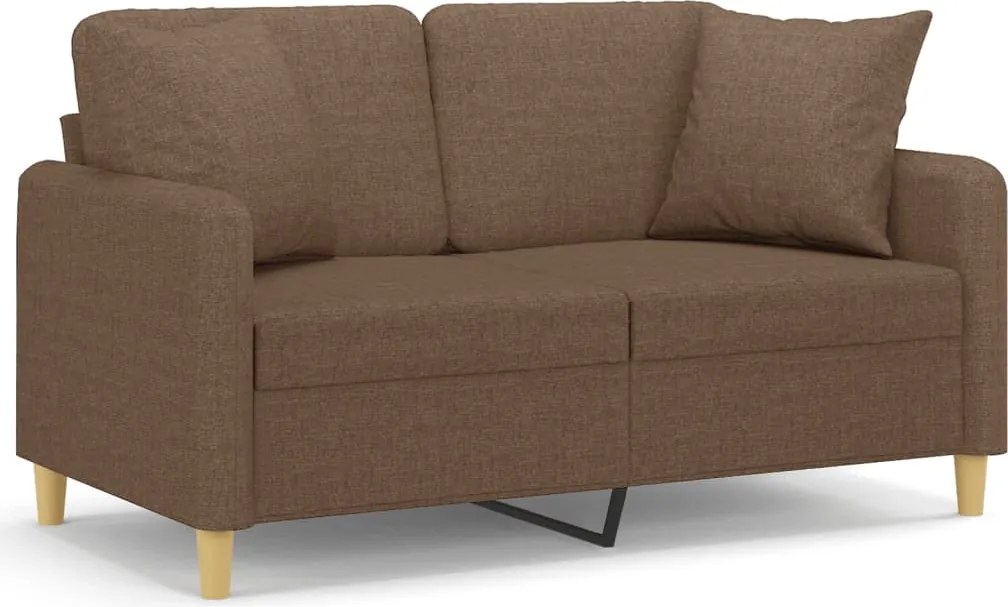 2místná pohovka s polštáři hnědá 120 cm textil 3200904