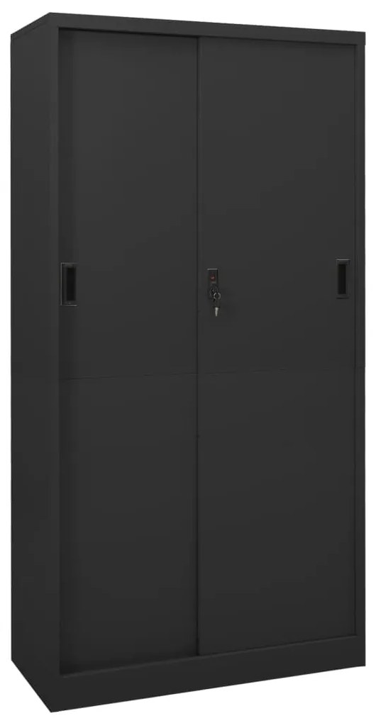 Kancelářská skříň s posuvnými dveřmi antracit 90x40x180 cm ocel - Default Title