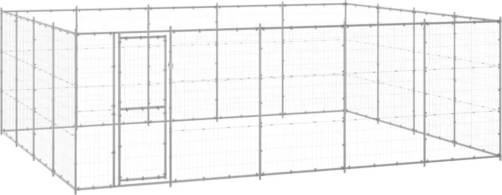 vidaXL Venkovní psí kotec pozinkovaná ocel 24,2 m² [3082314] Barva: Černá