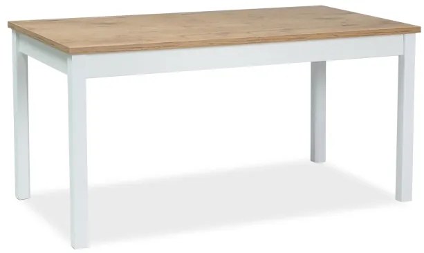 Jídelní stůl, bílá/mat/dub, WIKTOR 140(190)x75