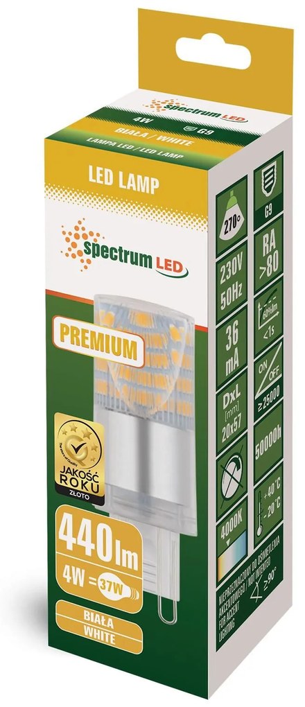 Toolight - LED žárovka, neutrální světlo G9 4W 440lm 230V PREMIUM 14434, OSW-01116