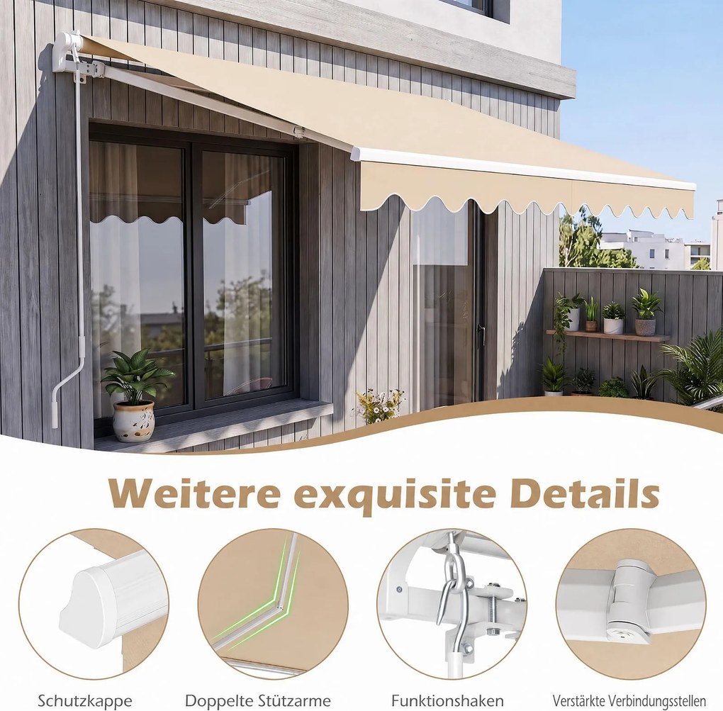 Costway Markýza s klikou balkonová markýza protisluneční ochrana na balkon