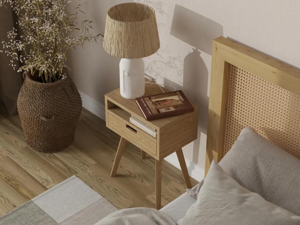 Benlemi Dřevěný noční stolek ve scandi stylu HYLLE přírodní Zvolte kvalitu dřeva: 2. Kombinace dubového masivu a dýhované DTD desky