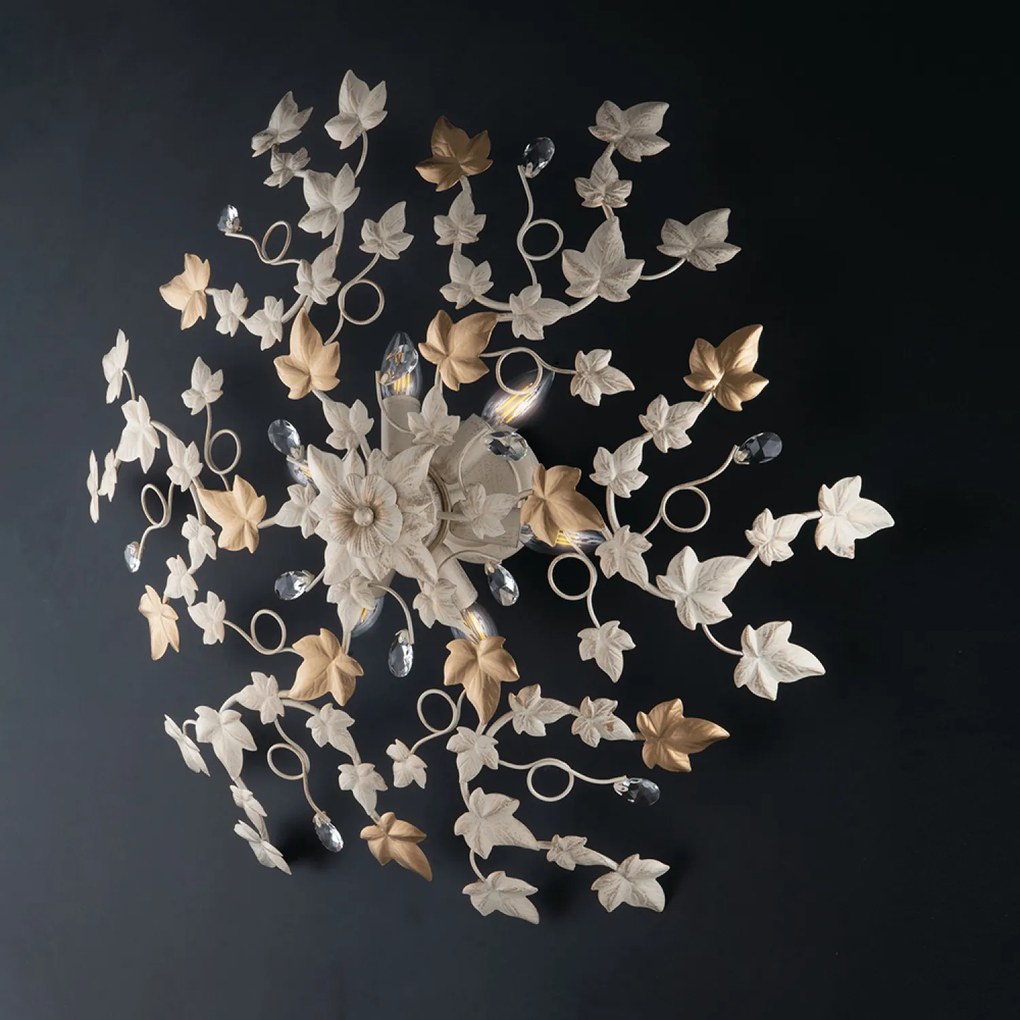 Light for home - Stropní lustr BL50-PL6-AV Edera, 6 X 40 Watt Max, slonová kost, zlatá, 6 X 40 W, E14, Slonová kost, zlatá