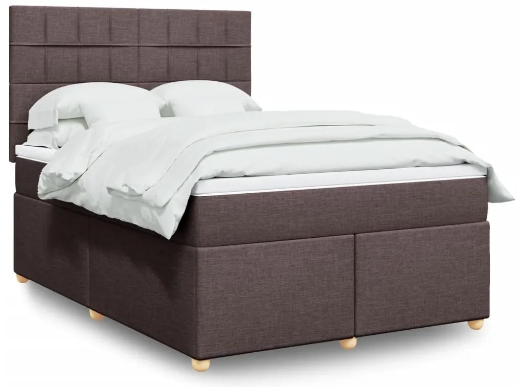 Box spring postel s matrací tmavě hnědá 160x200 cm textil