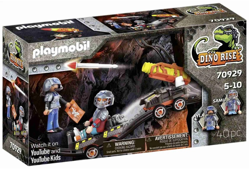 Stavebnice playmobil 70929 dino mine vozík s raketami