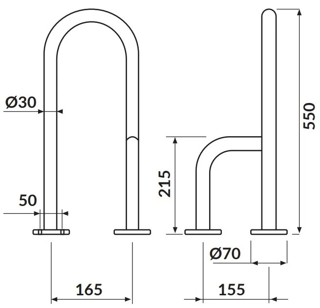 Cersanit Etiuda, madlo na zeď 55cm, levé, chromová, K97-030