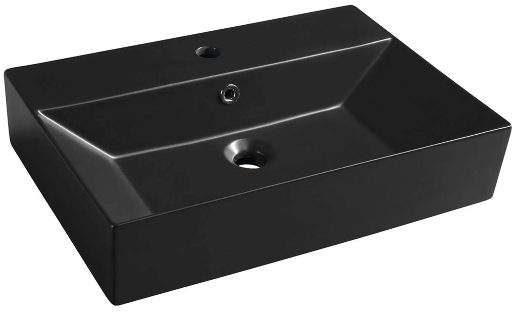 Sapho Isvea - Umyvadlo Sistema, 60x42 cm, s přepadem, otvor pro baterii, matná černá 10SF50060-2N