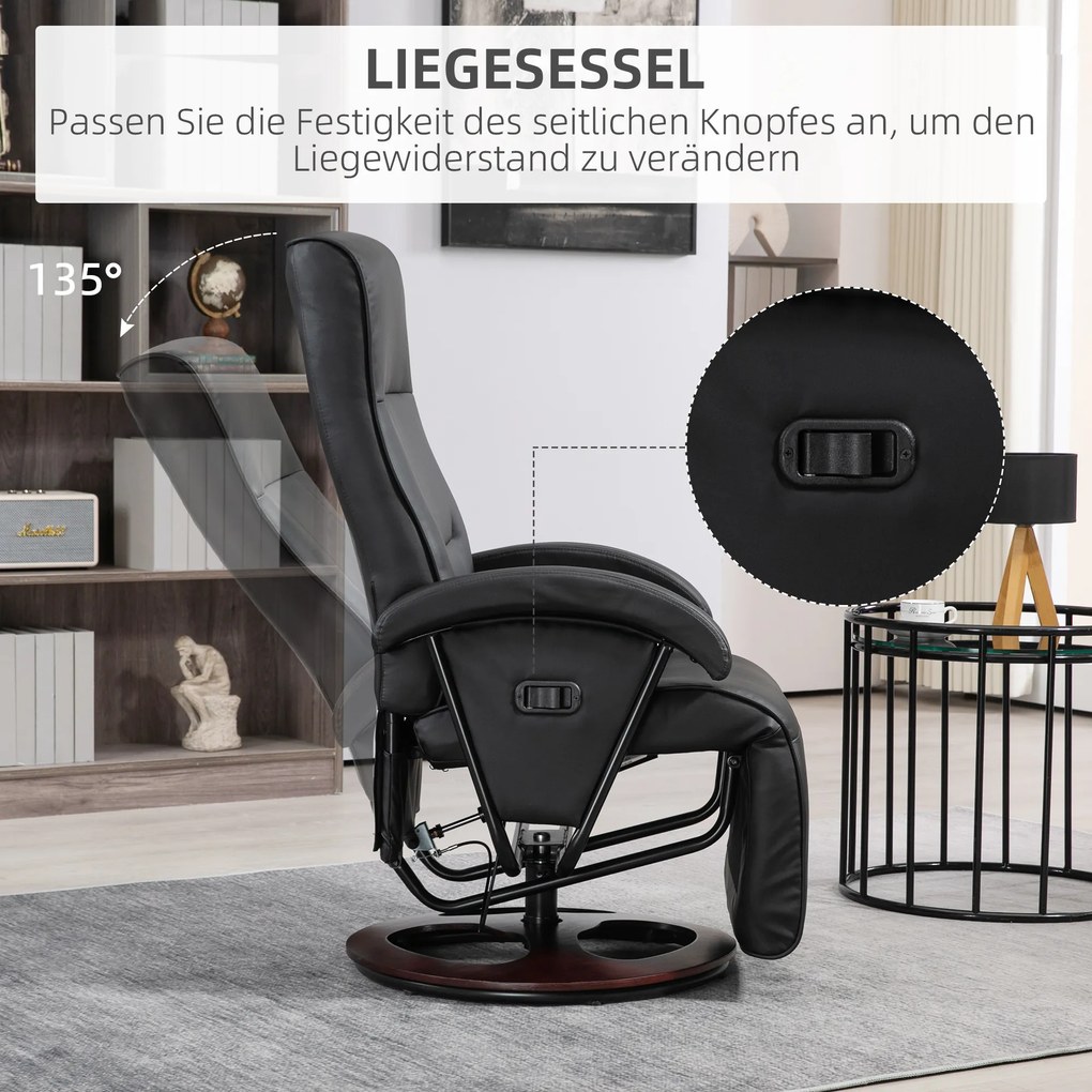 HOMCOM Záclonová křeslo s otáčením, TV křeslo s funkcí sklopení, polohovatelné křeslo s nastavitelným opěradlem, podnožka, lounge křeslo do obývacího…