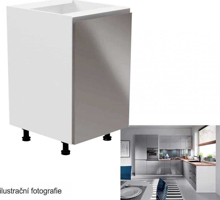 Tempo Kondela Spodní kuchyňská skříňka AURORA D601F, pravá, bílá/šedá lesk