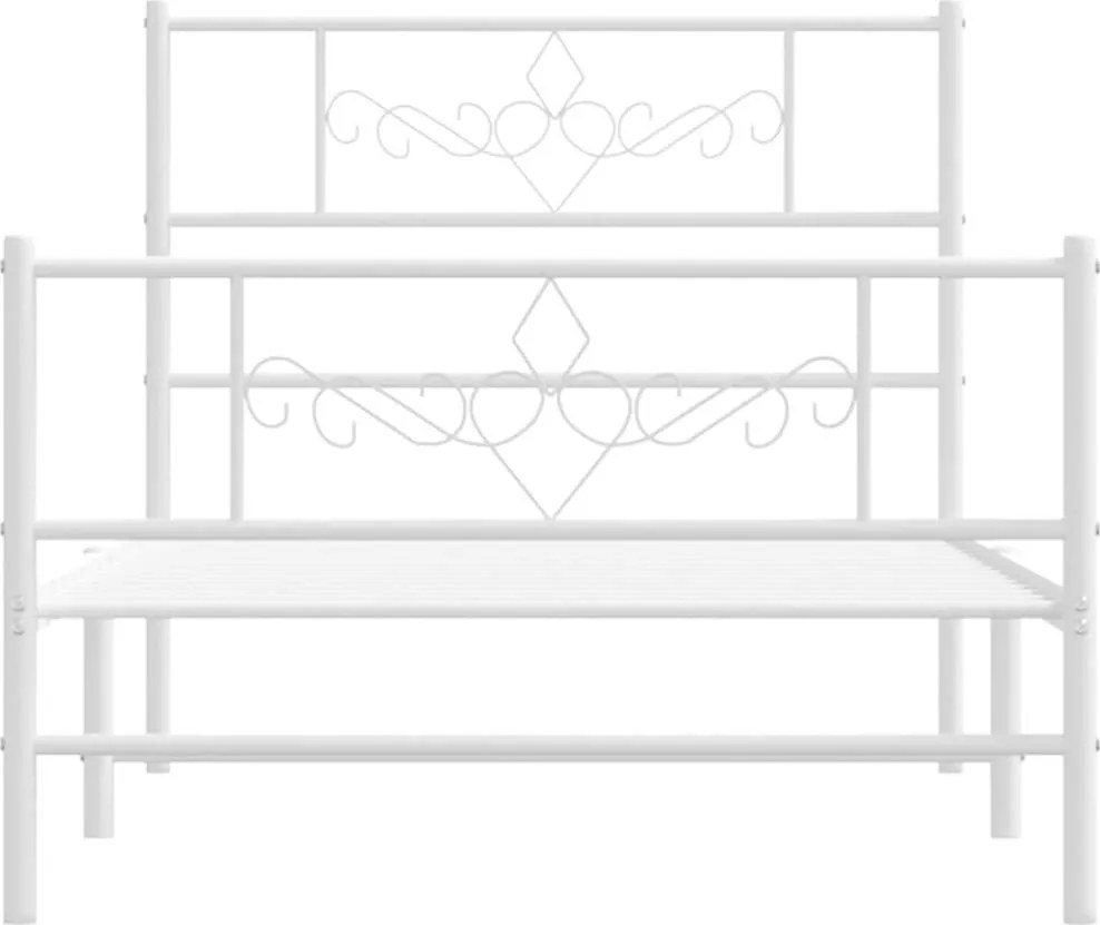 vidaXL Kovový rám postele s hlavovým a nožním čelem 75 x 190 cm [355324] Barva: Bílá