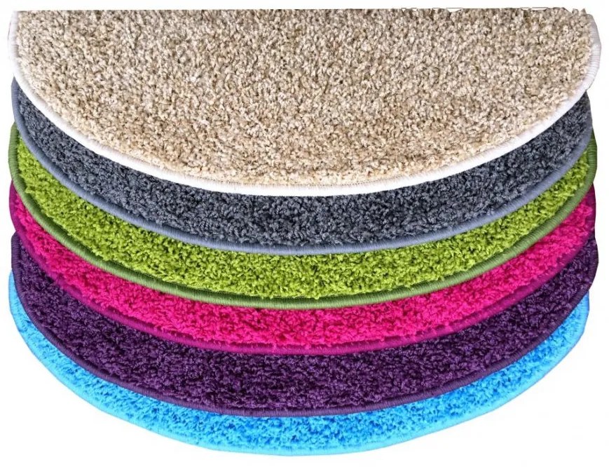 Vopi Nášlapy na schody Color shaggy béžový půlkruh, samolepící - 28x65 půlkruh (rozměr včetně ohybu)
