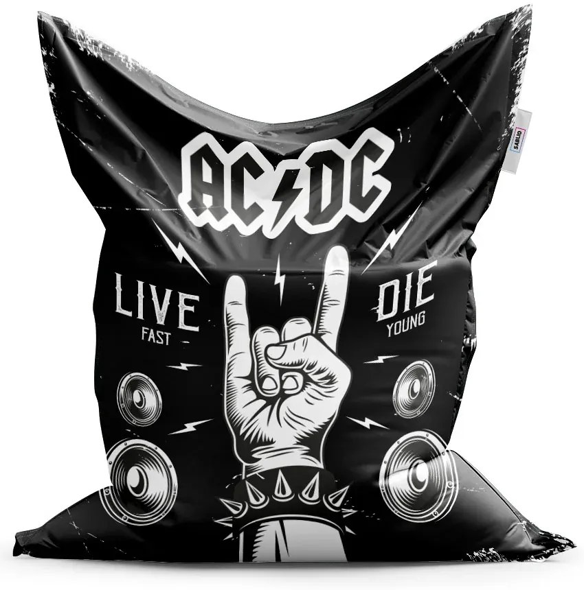 Sablio Sedací vak ACDC Live fast, die young - 200x140 cm