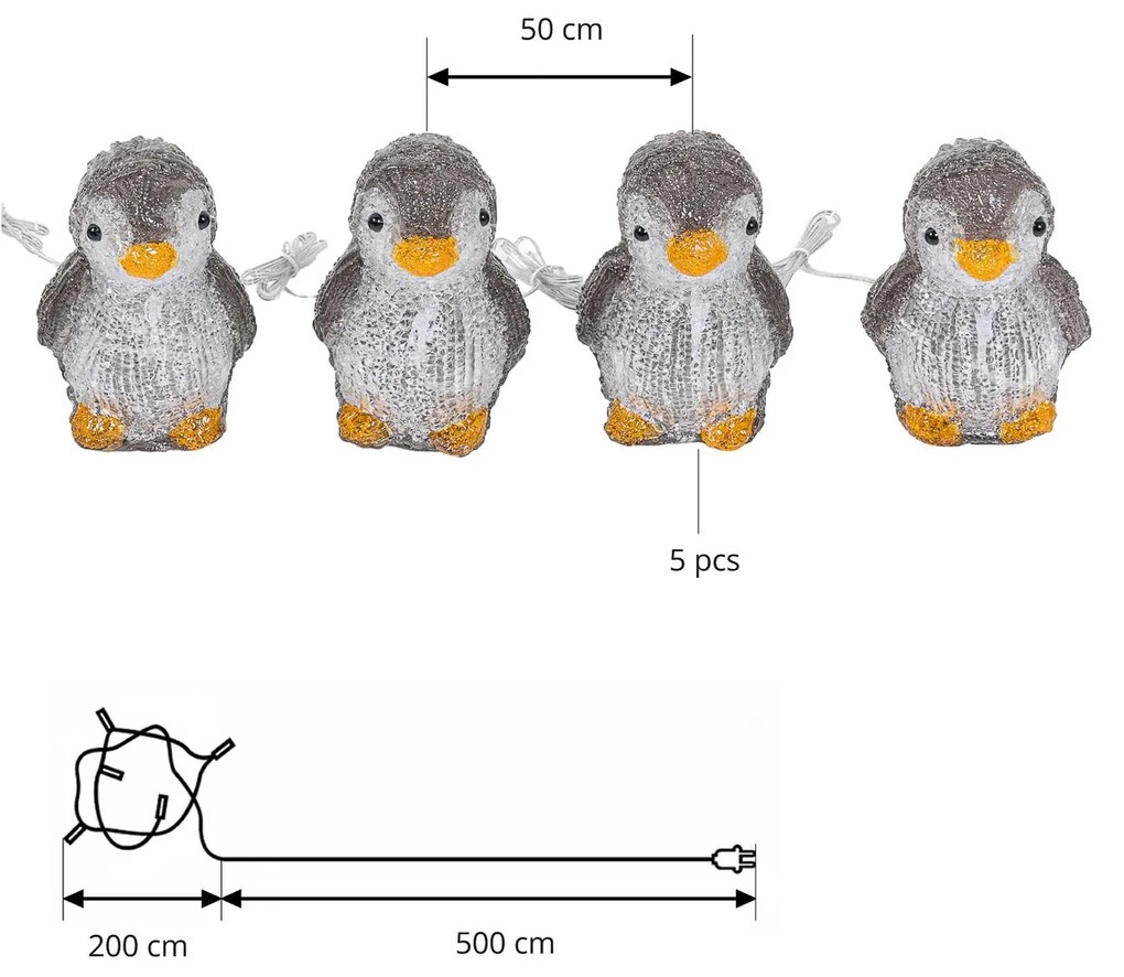 Lindby LED pohádková světla Pingo, funkce časovače, 745 cm, IP44