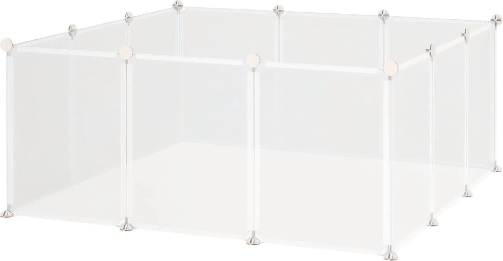 Výběh PawHut pro volný výběh DIY síťový výběh pro malá zvířata 105x105x45cm 12 panelů bílý pro vnitřní i venkovní použití