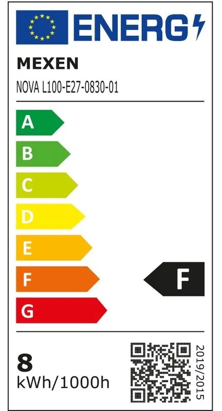 Mexen Nova, LED žárovka E27, A60, 8W, teplá - 3000K, 840 lm - L100-E27-0830-01