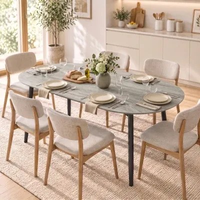 HOMCOM jídelní stůl Výtažný jídelní stůl o rozměrech 120–160 x 80 cm pro 4–6 osob, kuchyň a jídelna v šedém stylu