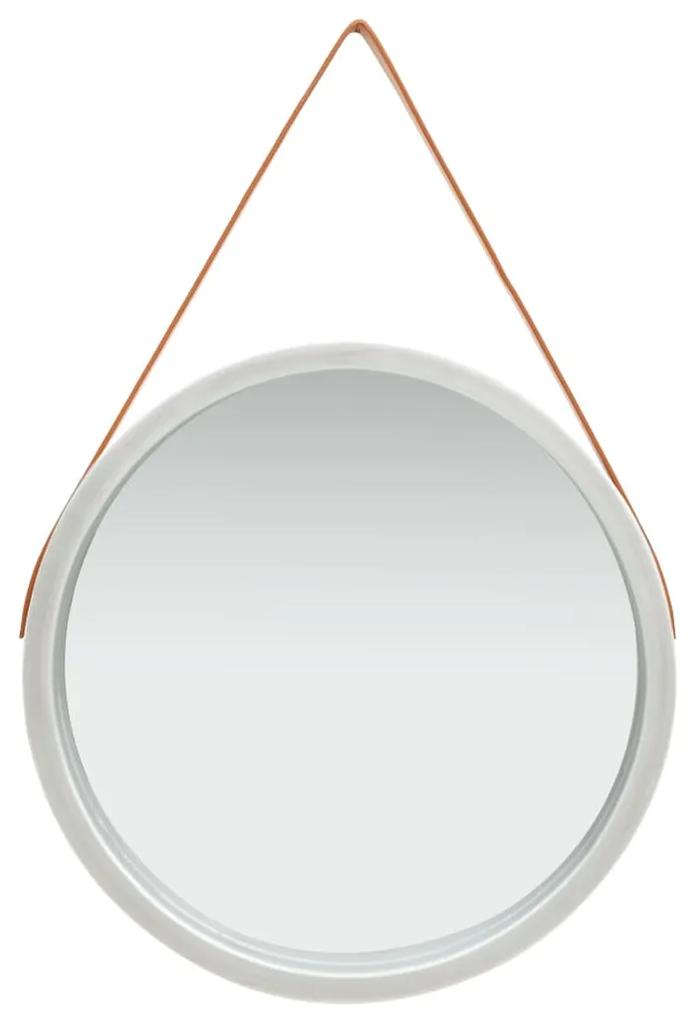 320370 vidaXL Nástěnné zrcadlo s popruhem 60 cm stříbrné