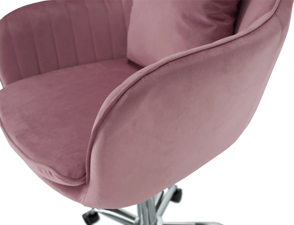 Kancelářské křeslo, růžová Velvet látka / chrom, KLIAN