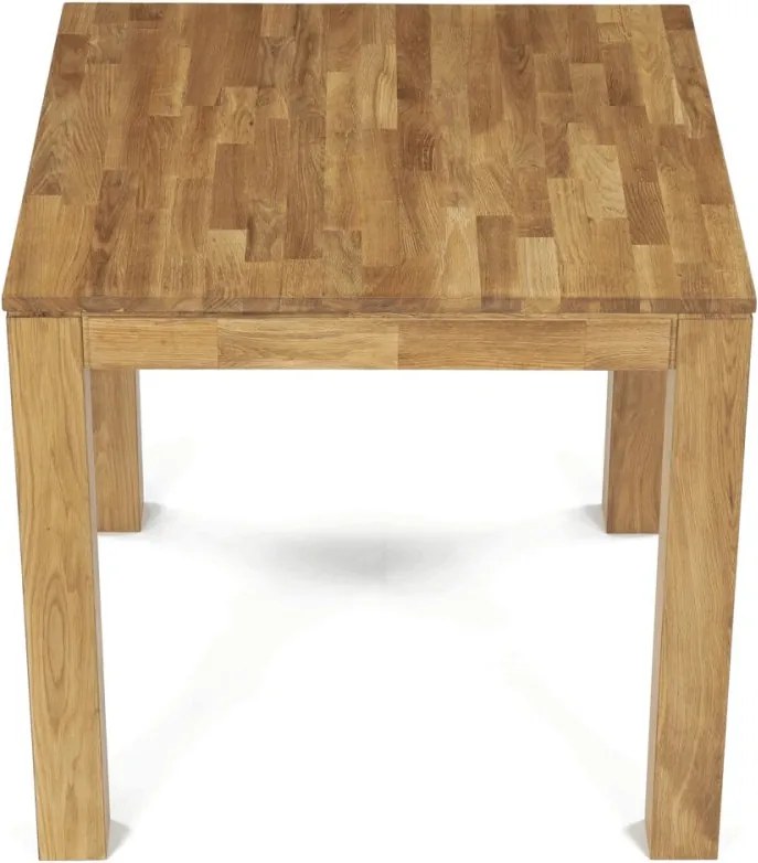Jídelní stůl 80x80x75 cm, povrchová úprava olejem, nohy 8x8 cm, masiv dub bílý