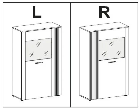 Skříňka s prosklením Esteban, antracit/dub evoke
