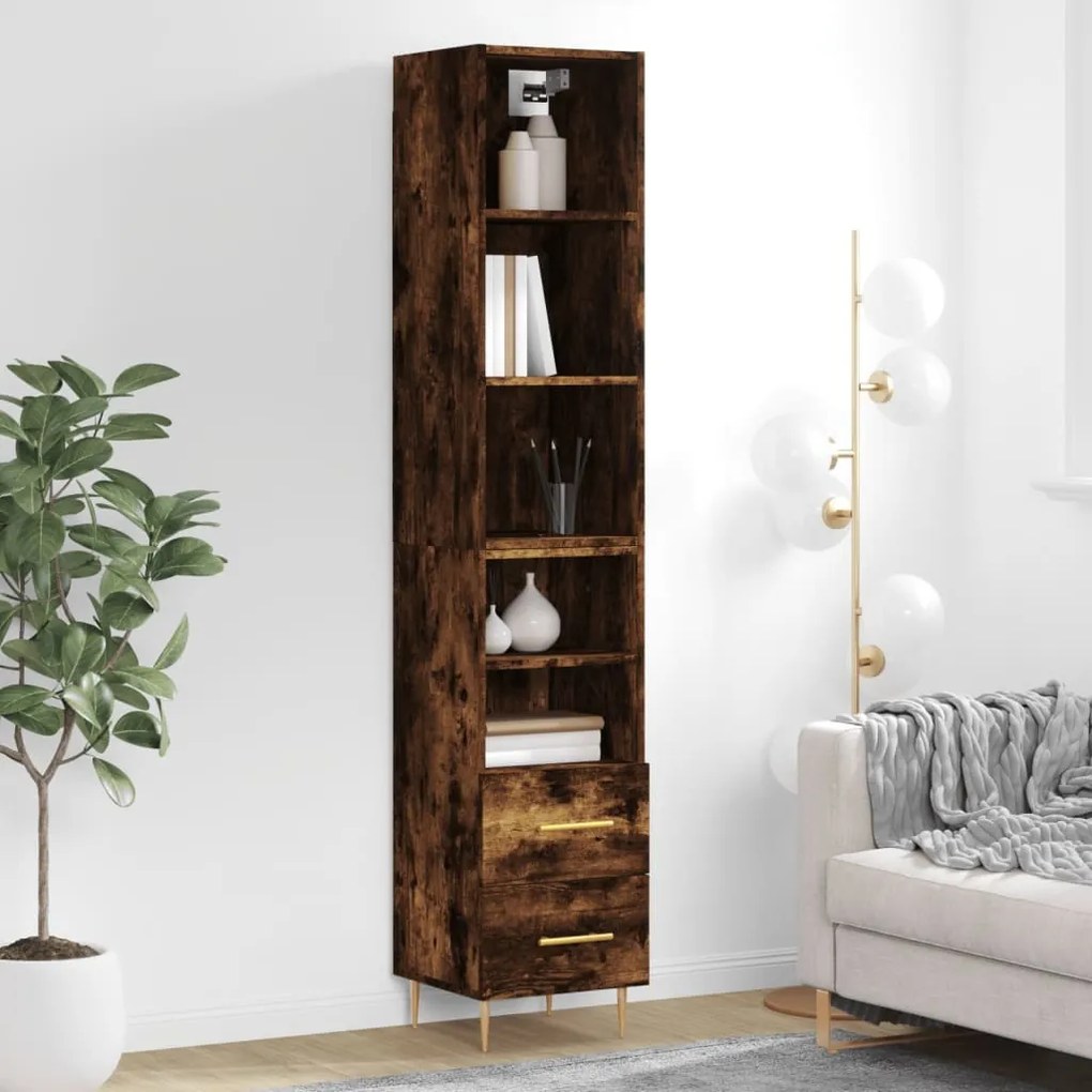 vidaXL Skříň highboard 34,5 x 34 x 180 cm kompozitní dřevo [3189749] Barva: kouřový dub