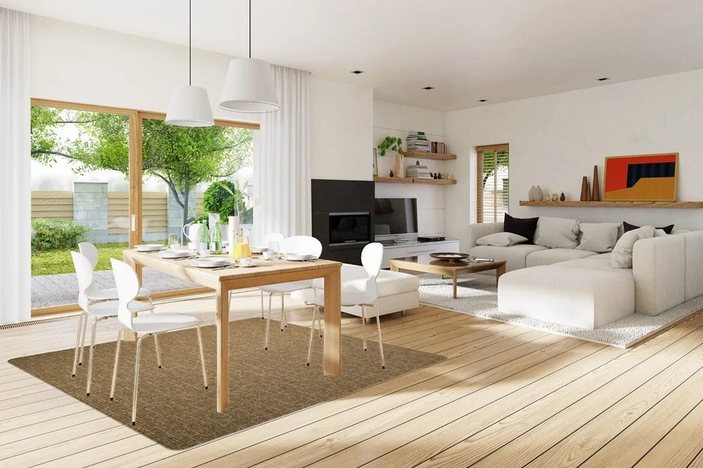 Vopi, Kusový koberec Alassio zlatohnědý čtverec, 250x250, hnědá, chodba / předsíň