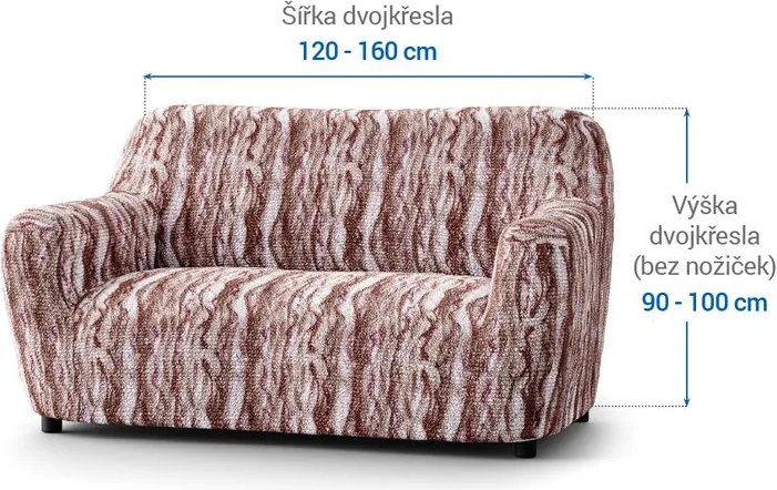 Bielastické potahy OCEANO NOVÉ hnědo-vínové dvojkřeslo (š. 120 - 160 cm)