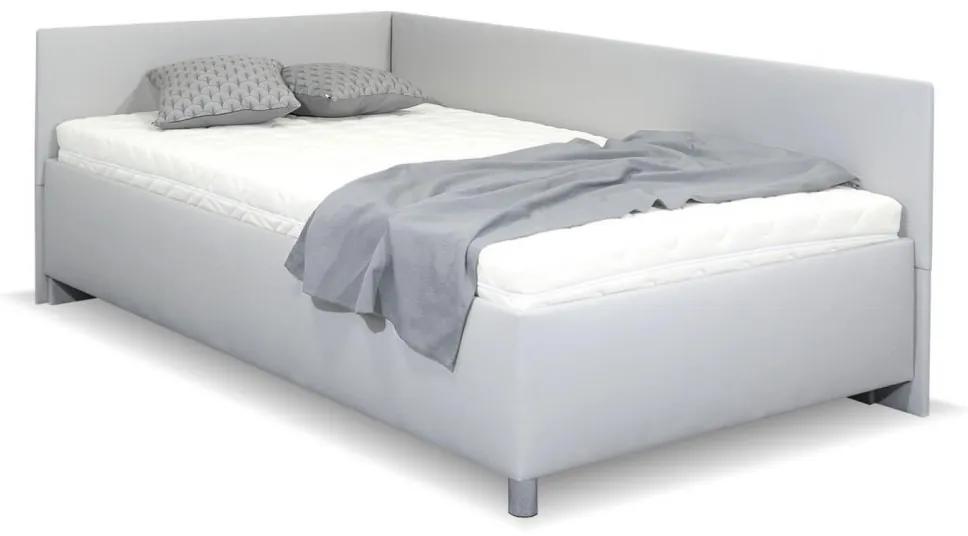 Zvýšená čalouněná postel s úložným prostorem Ryana, 120x200, světle šedá