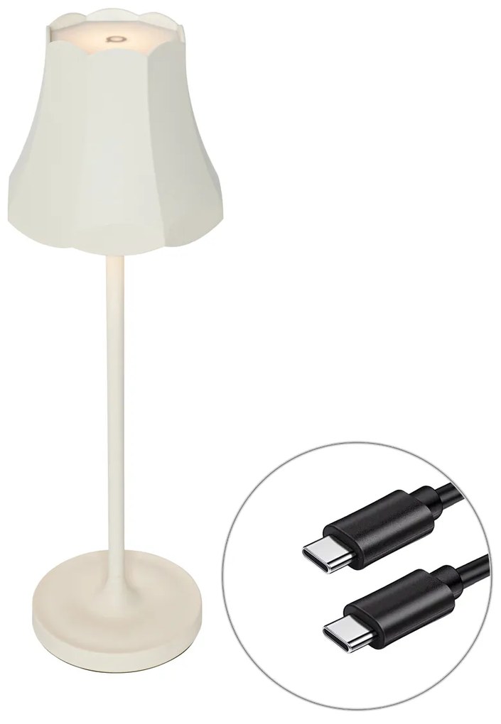 Retro stolní lampa dobíjecí IP44 slonová kost - Granny