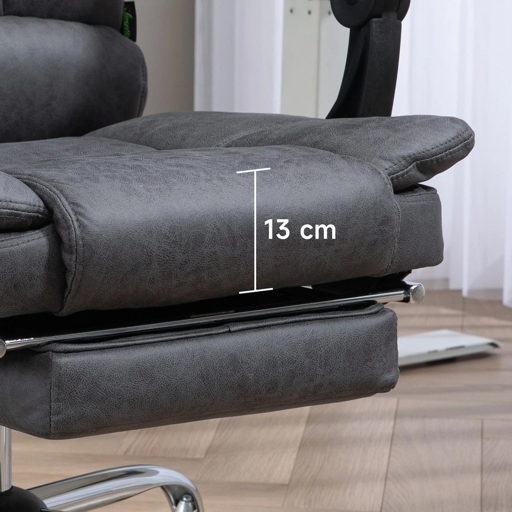Vinsetto Kancelářská Židle s Vzduchovým Masážním Ergonomickým Designem, S Hřejivým Bederním Polštářem, Funkcí Nákledu, Opěrkou na Nohy, Výškově Nasta…