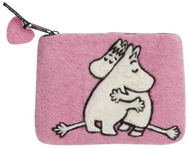 Plstěná peněženka Moomin Love pink 14x10, Klippan Švédsko Růžová