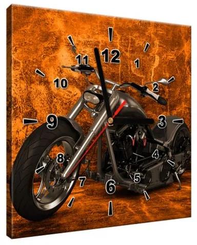 Tištěný obraz s hodinami Silná černá motorka 30x30cm ZP1805A_1AI