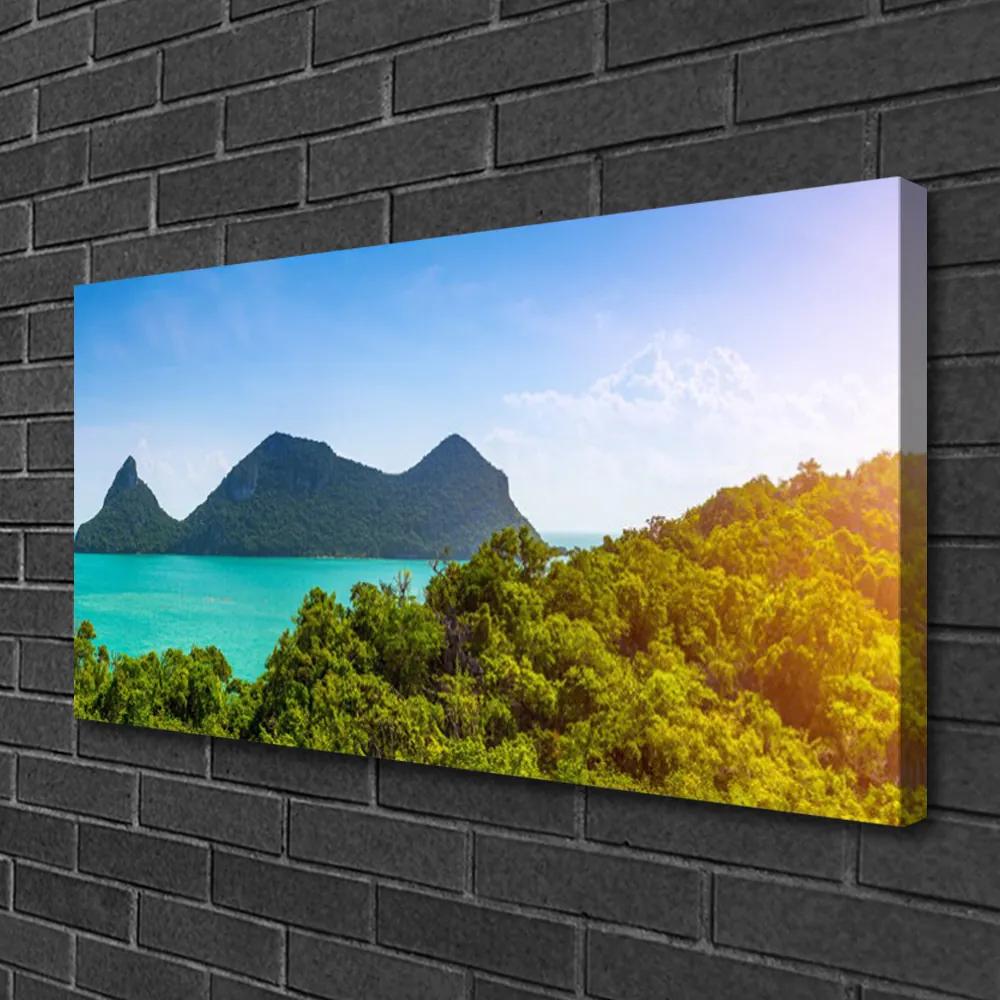 Obraz na plátně Hory Moře Stromy Krajina 120x60 cm